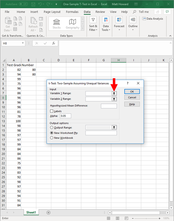 One-Sample T-Test in Excel – Dr. Matt C. Howard