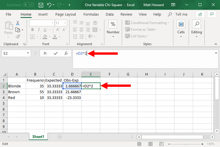 One-Variable Chi-Square Test in Excel – Dr. Matt C. Howard